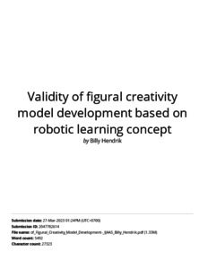Similarity: Validity of figural creativity model development based on robotic learning concept ...